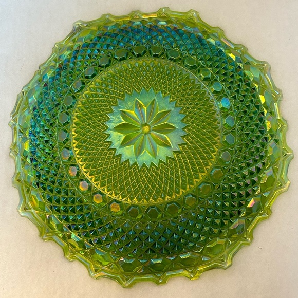 Dining | Vintage Indiana Blue Iridescent Carnival Glass Platter | Poshmark